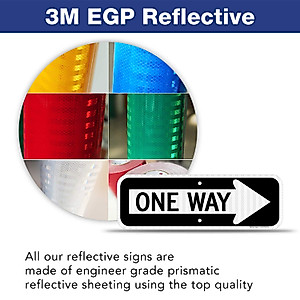 One Way Sign with Right Arrow,18x6 Inches Engineer Grade Reflective Rust Free Aluminum,Weather/Fade Resistant, UV Protected,Easy to Mount,Indoor/Outdoor Use