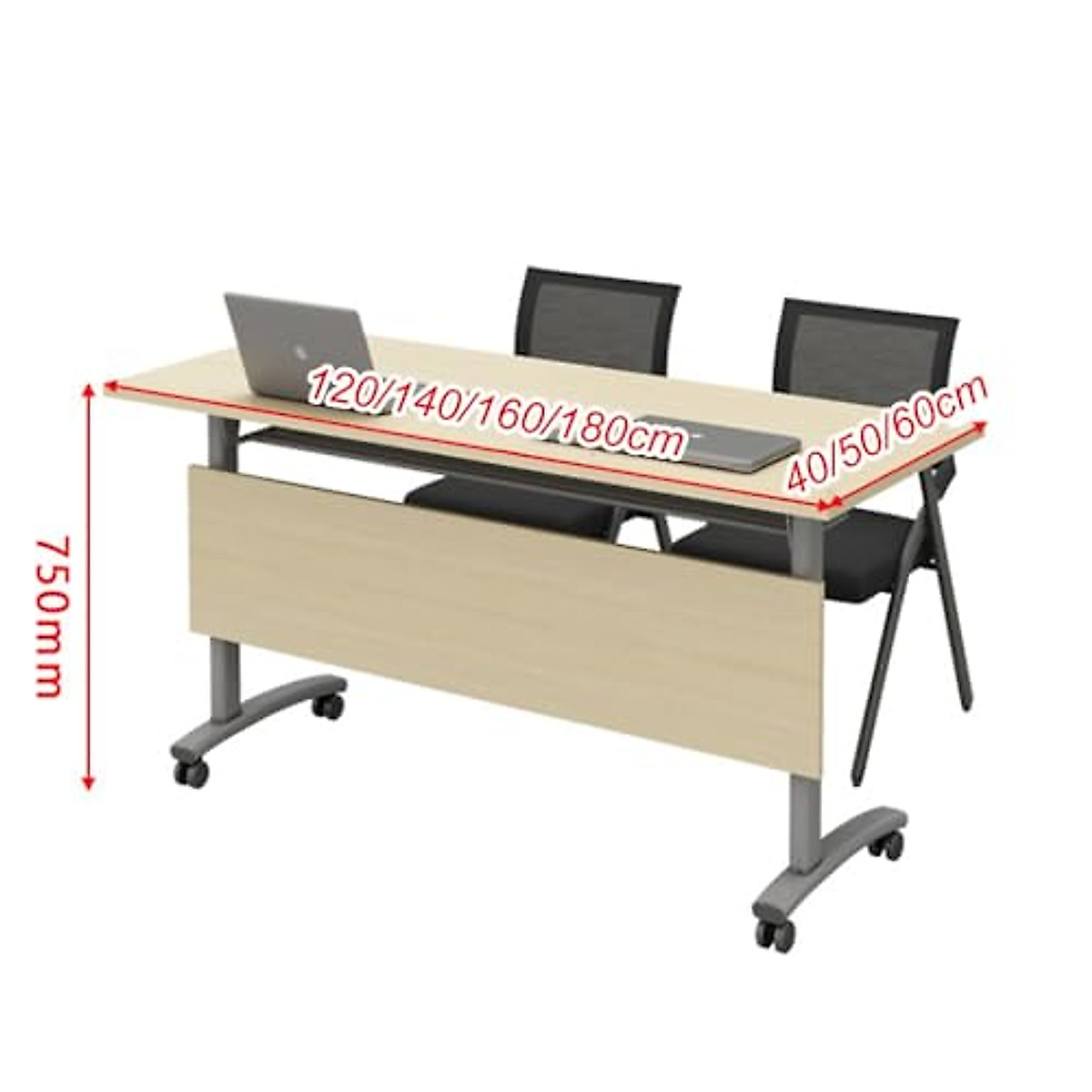 Flip Top Mobile Training Table, Foldable Computer Table for Conference Rooms,Training,Media Centers,Classrooms,(Excluding Chairs) (Color : B, Size : 120 * 40 * 75cm)
