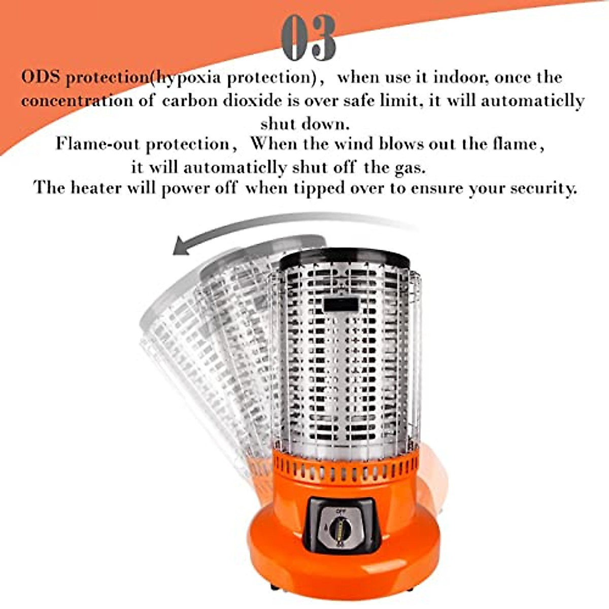 Portable Gas Heater for Outdoor Camping, Table Top Propane Heater with Hypoxia Protection, 8kw Patio Heater for Garden/Balcony,Natural Gas