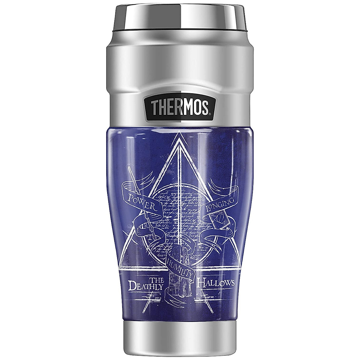 THERMOS Harry Potter Deathly Hallows Logo STAINLESS KING Stainless Steel Travel Tumbler, Vacuum insulated & Double Wall, 16oz