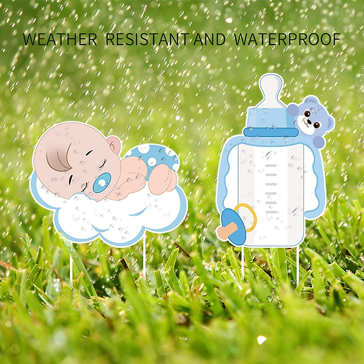 diyoohomy welcome home baby boy its a boy yard sign with stakes shower outdoor lawn blue stork elephant arrival birth plastic announcement decorations party supplies (baby boy)