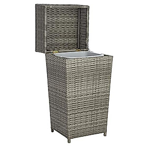 Safavieh Outdoor Collection Mazeli Grey Wicker Trash Bin