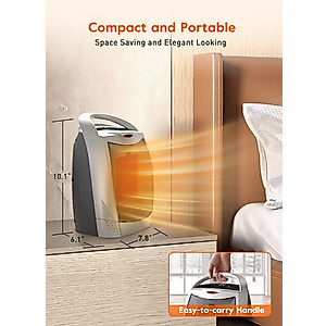 GiveBest Space Heaters for Indoor Use, Portable Heater with Thermostat, 1-12H Timer, Eco Mode, 1500W PTC Ceramic Fast Safety Heat for Office Bedroom Home