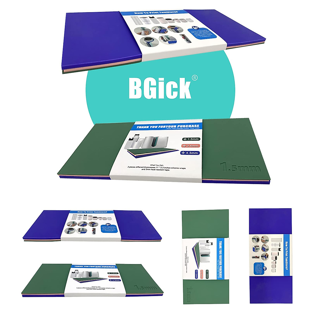 Sublimation Tumbler Wrap Compatible with Cricut Mug Press Tumbler Heat Press Machine 3 Thicknesses for Sublimation Tumblers Blanks Products Mug Press Attachment 11 x 5" Sublimation Wraps