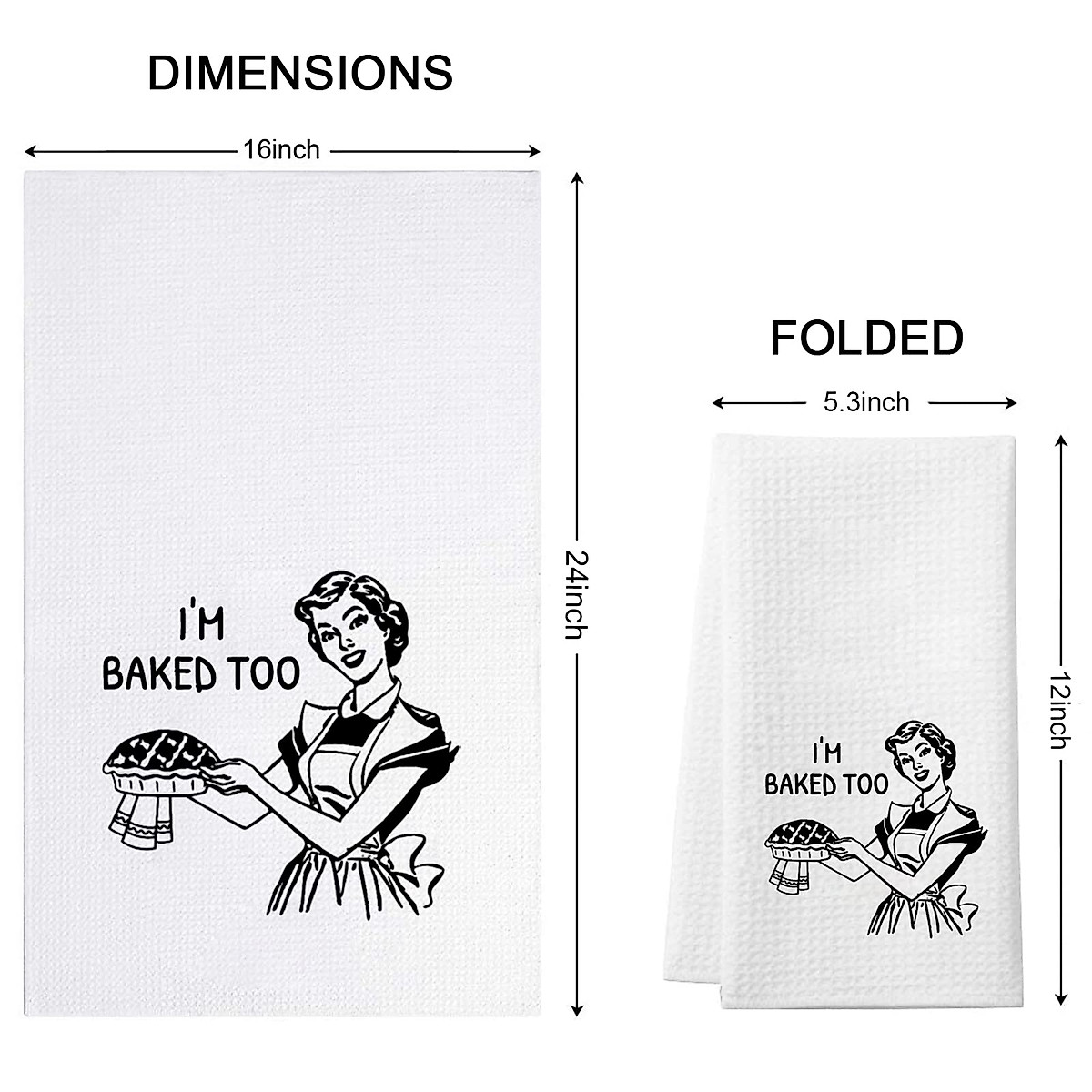 WCGXKO Baking Gift I’m Baked Too Cute Housewarming Gift Novelty Dish Towel Kitchen Decor for Mom Sister Friend (I’m Baked Too Towel)