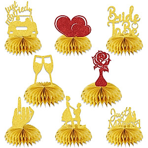 8 PCS Engagement HoneyComb Centerpiece, Bachel*rette Party Decorations Honeycomb Centerpieces, Bridal Shower Engagement Party Decorations Sign