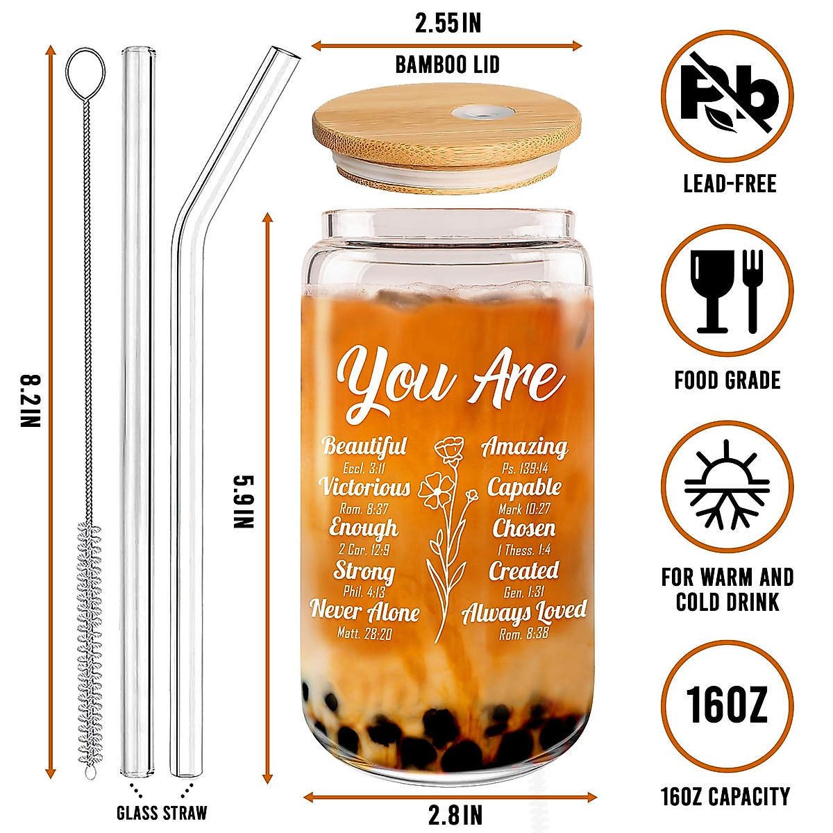 HEXMOZ Christian Gifts for Women - Religious Gifts, Christian Mothers Day Gifts for Women, Friend, Ladies, Sister, Church - Inspirational, Birthday, Spiritual, Catholic, Jesus, Bible Gifts - Glass Cup