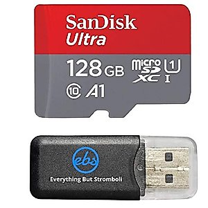 128GB SanDisk Ultra UHS-I Class 10 80mb/s MicroSDXC Memory Card works with Samsung Galaxy S8, S8 Plus, S8 Note, S7, S7 Edge, S5 Active, S4 Cell Phones with Everything but Stromboli Memory Card Reader