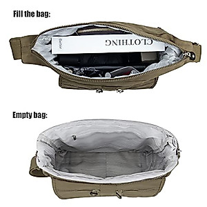 Whale Power Nylon Crossbody Bags for Women Medium Size Anti Theft Waterproof Messenger Travel Tote bag with Many Pocket khaki
