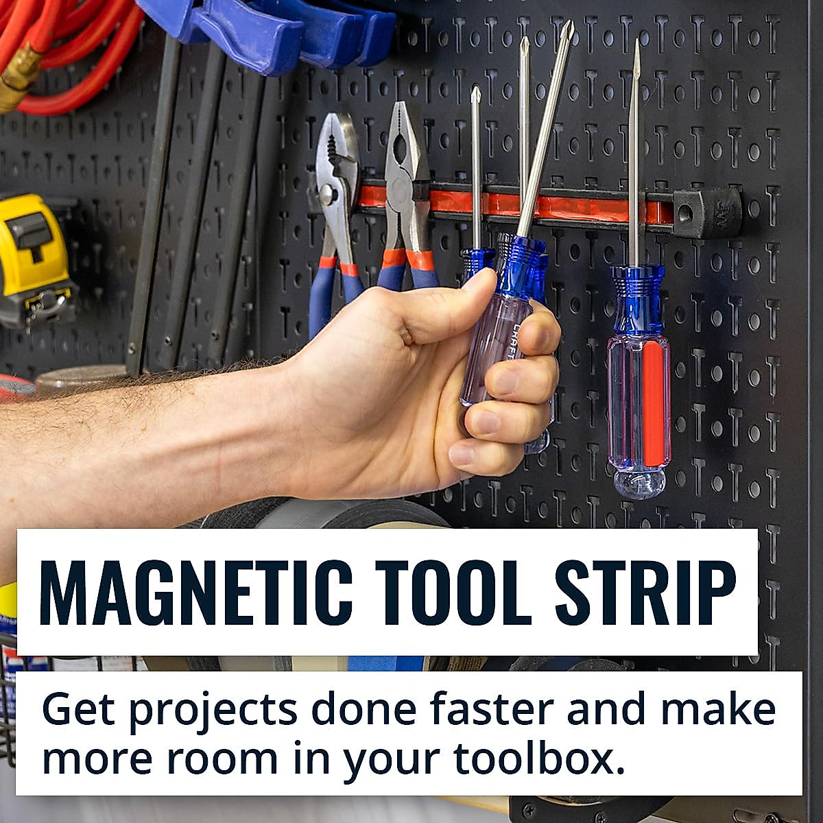 Metal Pegboard Tool Organizer, Garage Wall Storage, 3 Panel Pegboard Wall Organizer, Power Tool Organizer Wall Mount, Includes 23 Storage Attachments, Solid Steel Holds 450 lbs, 51 in. x 32 in.