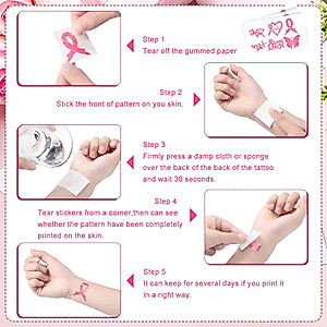 180 Pcs Breast Cancer Tattoo Sticker Temporary Pink Ribbon Tattoos Breast Cancer Awareness Glitter Tattoos Pink Ribbon Stickers Breast Cancer Body Tattoos for Women Girls Face Body Accessories