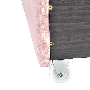 Upholstered Queen Size Platform Bed with 2 Drawer,Linen Fabric Solid Wood Bed Frame with Tufted Nail Head Board. Suitable for Children and Teenagers (Pink#1^)