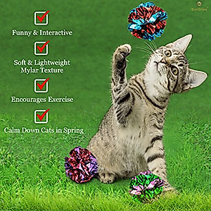 SunGrow Cat Crinkle Balls, 1.5-2 Inches, Lightweight, Ideal for Kittens and Adult Cats, Multicolor, 12 Pcs per Pack