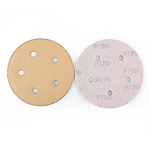 LotFancy 5 Inch 5 Hole Sanding Discs, 100PCS 60 80 120 180 220 Grit Sandpaper Assortment - Orbital Sander Pad, Hook and Loop Sand Paper