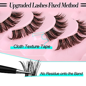Cluster Lashes 56 Wisps DIY Lashes Natural Look Cat Eye Clear Band Mink Lashes Pack Wispy Fluffy 3D Curl False Eyelashes by ALICE