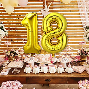 AIEX Gold Number Balloons 28 Inch, Inflatable Large Foil Balloon Number Balloons for Birthday Party Graduation Decorations (5)