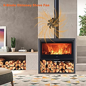 ABUNRO 6-Blades Wood Stove Fan with Hose Clamp, Pipe Heat Powered Stove Fans for Log/Wood/Pellet Buring stoves, Save Fuel&Efficient Heat Transfe
