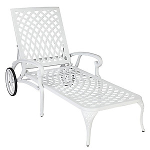 2PCS Adjustable Outdoor Chaise Lounge Chair Waterproof White