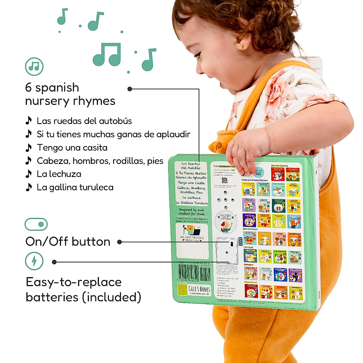 Cali's Books Spanish Nursery Rhymes | Spanish Baby Book with English Translation | Learn Spanish for Kids | Spanish Books for Toddlers 1-3 | 6 Canciones Infantiles en Español