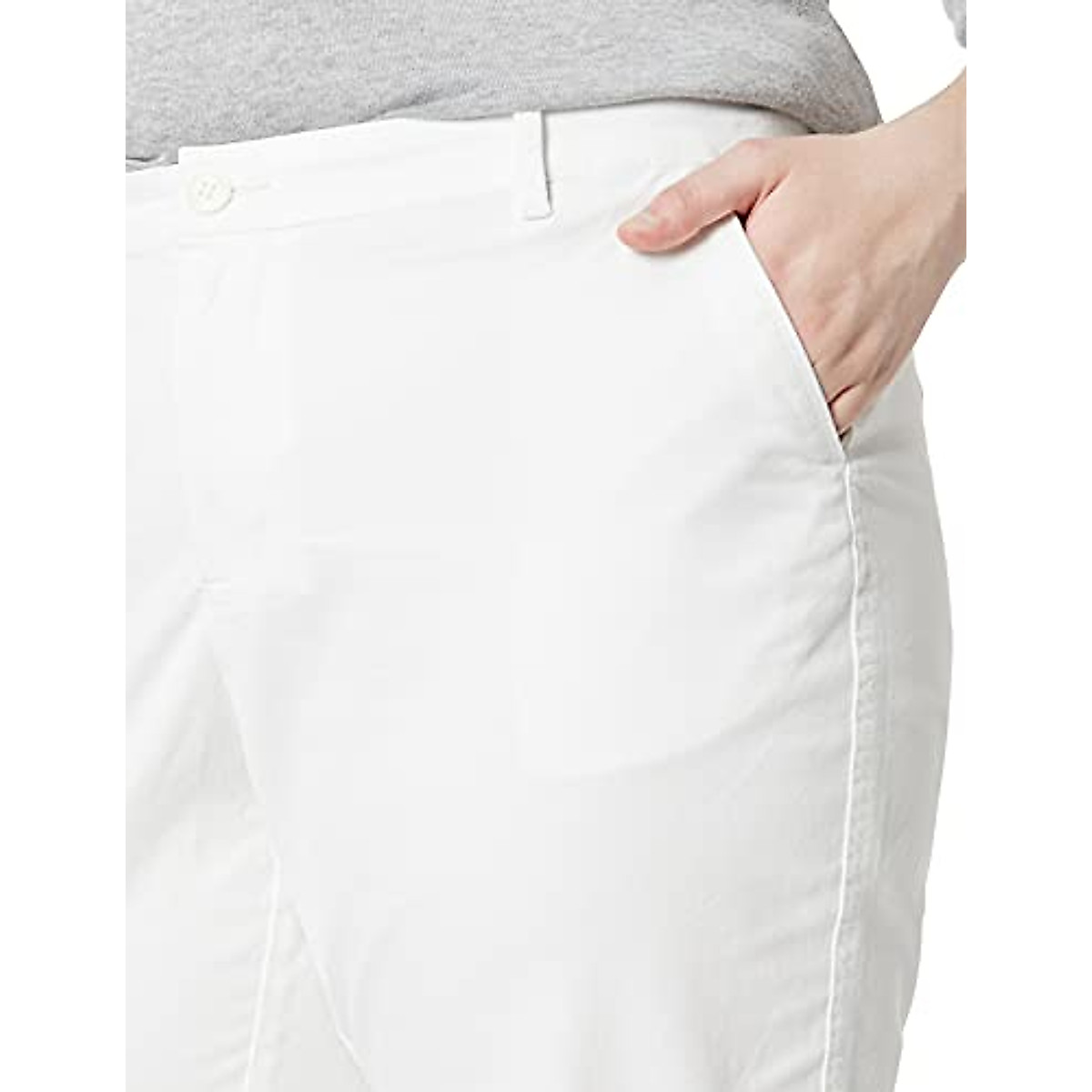 Amazon Essentials Women's Mid-Rise Slim-Fit Cropped Tapered Leg Khaki Pant, Bright White, 12