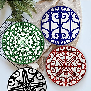 OUSIKA Plates Four-Piece Ceramic Plate Hand-Painted Red Art Creative Round Tableware Dinner Plate Set Wedding Pasta Charging Plate Plate (Color : Green)