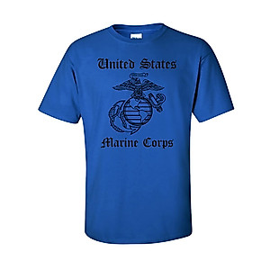 United States Marine Corps Adult T-Shirt in Royal (Black Text) - Large
