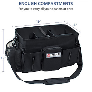 FRECOLSH Large Cleaning Supplies Organizer-Cleaning Caddy Organizer With Handles & Shoulder Strap-Cleaning Bags for Cleaning Suppliers-Housekeepers Wearable Cleaning Tote 2023 Upgraded Black