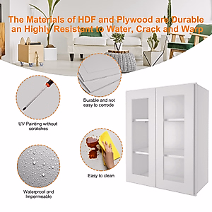 LOVMOR Wall Mounted Cabinet, Medicine Cabinet, Over-The-Toilet Storage with Soft Close Door & Adjustable Shelf for Bathrooms, Kitchens(Glass Not Included).