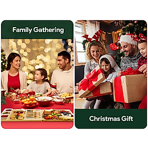 Easoger Bamboo Charcuterie Boards and Knife Set, 3 in 1 Magnetic Extra Large Cheese Board with 3 Bowls, Wedding Gifts, House Warming Gifts for Couples