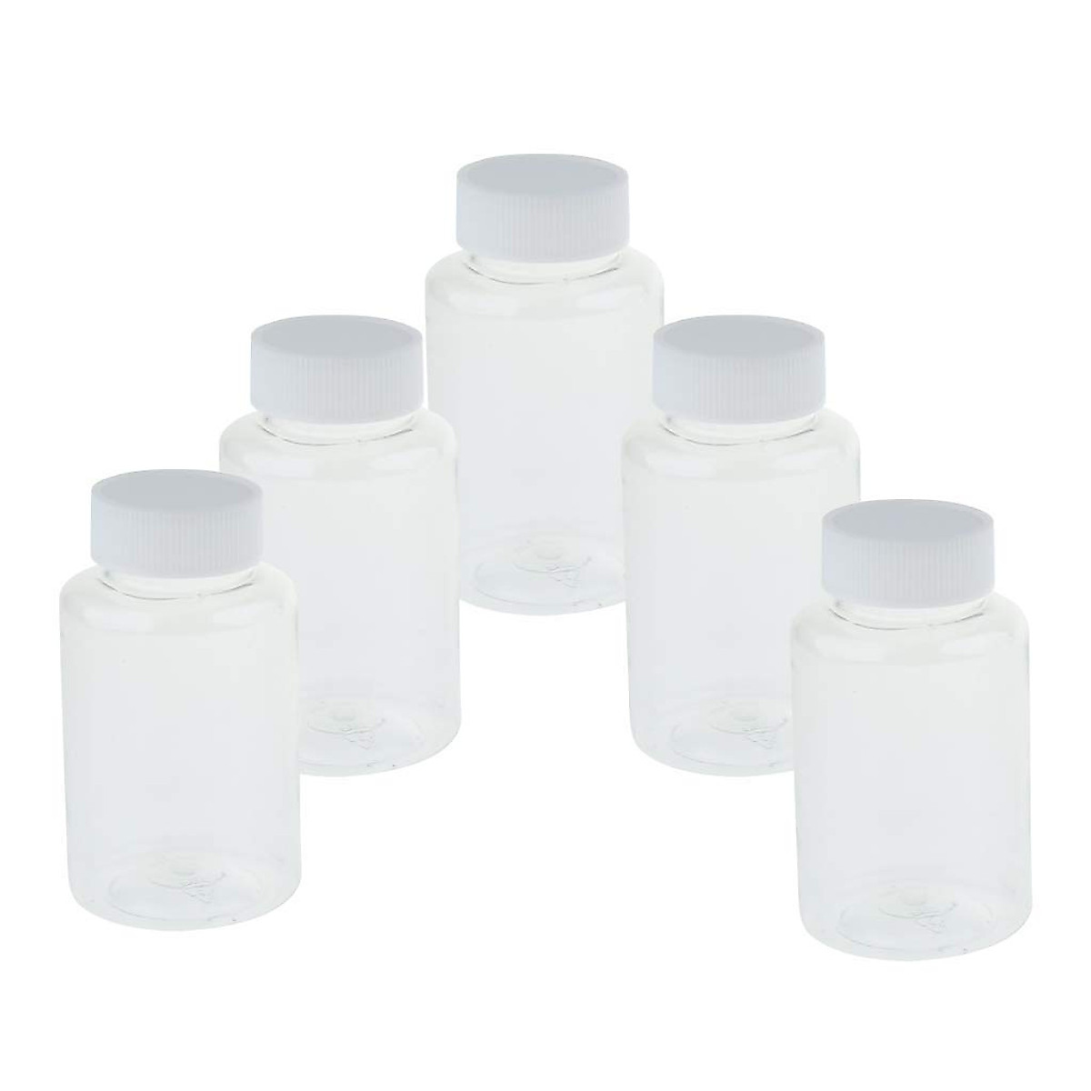 5pcs Graduated Reagent Bottles Laboratory Specimen Wide Mouth Bottles Containers Sterile Jars Threaded Bottles - White, 150mL