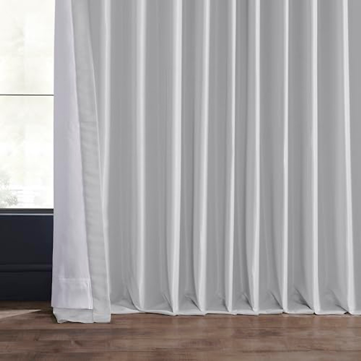 HPD Half Price Drapes Extra Wide Faux Silk Blackout Curtains 108 Inches Long for Bedroom & Living Room Vintage Textured Blackout Curtain (1 Panel), 100W x 108L, Ice