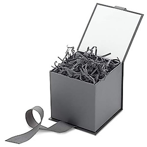 Hallmark Gray Ribbon and Paper Fill Small Gift Box with Lid, Slate Grey
