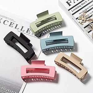 Women's thick rectangle claw clip,5 Color Hair jumbo claw clips,Strong Hold matte hair claw bannana clips,Fashion Hair Styling Accessories for women Girls