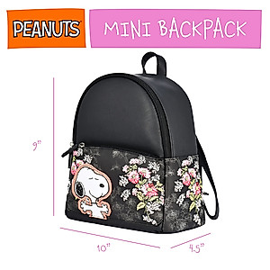 Concept One Peanuts Snoopy Mini Backpack, Small Bookbag, Black