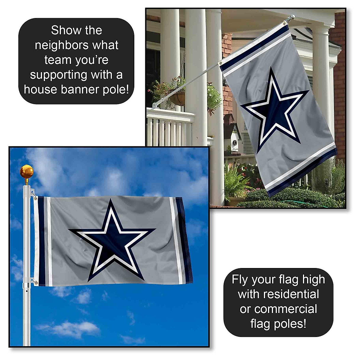 WinCraft Cowboys Metallic Silver Flag