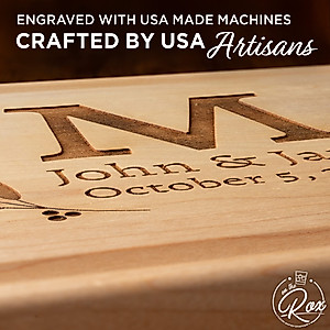 Personalized Gifts for Couples - Custom Engraved 12x8.25" Maple Cutting Board - 6 Designs - Wood Wedding Gifts with Initials - Handmade Wooden Charcuterie Boards by On The Rox