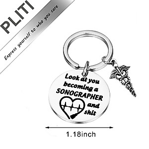 PLITI Sonographer Gifts For Women Funny Ultrasound Technician Gifts Radiologist Gift Sonography Student Graduation Gift Look At You Becoming a Sonographer And Shit Keychain (becoming a sonographer)