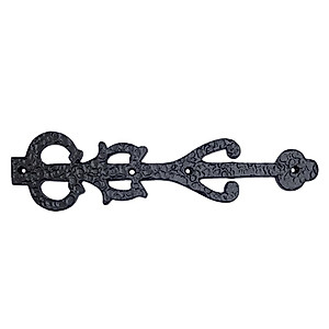 Adonai Hardware 12 Inch Izehar Heavy Duty Antique Aluminium Strap False/Faux/Dummy Hinge Fronts (4 Pack, Black Powder Coated) for Vintage Barn Doors, Gates, Furniture, Garage, Shutters and Fences