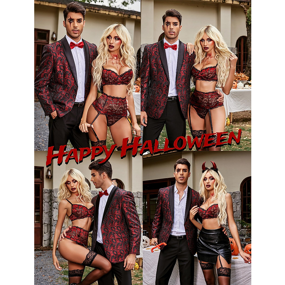 Avidlove Women Sexy Lingerie Set with Garter Lace Underwire Push Up Lingerie Sets Floral High Waisted Lingerie(Red,L)