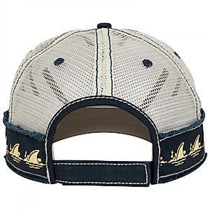 Margaritaville Landshark Lager Logo Distressed Adjustable Hat Navy