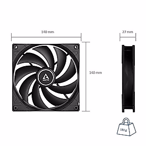 ARCTIC F14 PWM PST - PC Fan, 140mm PWM PST Case Fan with PWM Sharing Technology (PST), Quiet Motor, Computer, Fan Speed: 200–1350 RPM - Black