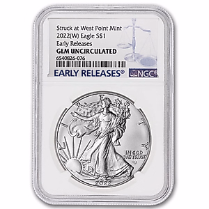 2022 (W) 1 oz American Silver Eagle Gem Uncirculated (Early Releases - Struck at West Point Mint) $1 GEMUNC NGC