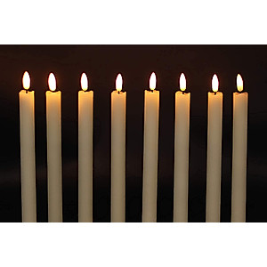 GenSwin Flameless Ivory Taper Candles Flickering with 10-Key Remote, Battery Operated Led Warm 3D Wick Light Window Candles Real Wax Pack of 6, Christmas Home Wedding Decor(0.78 X 9.64 Inch)