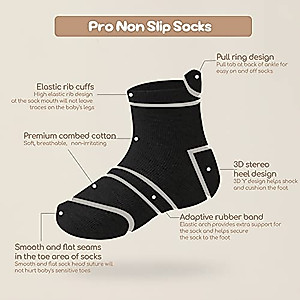 Aroveea Non Slip Grip Ankle Baby Socks 3-5 Years Old Black For Toddler Boys and Girls Kids Socks 12 Pack, Cute Cotton Baby Socks