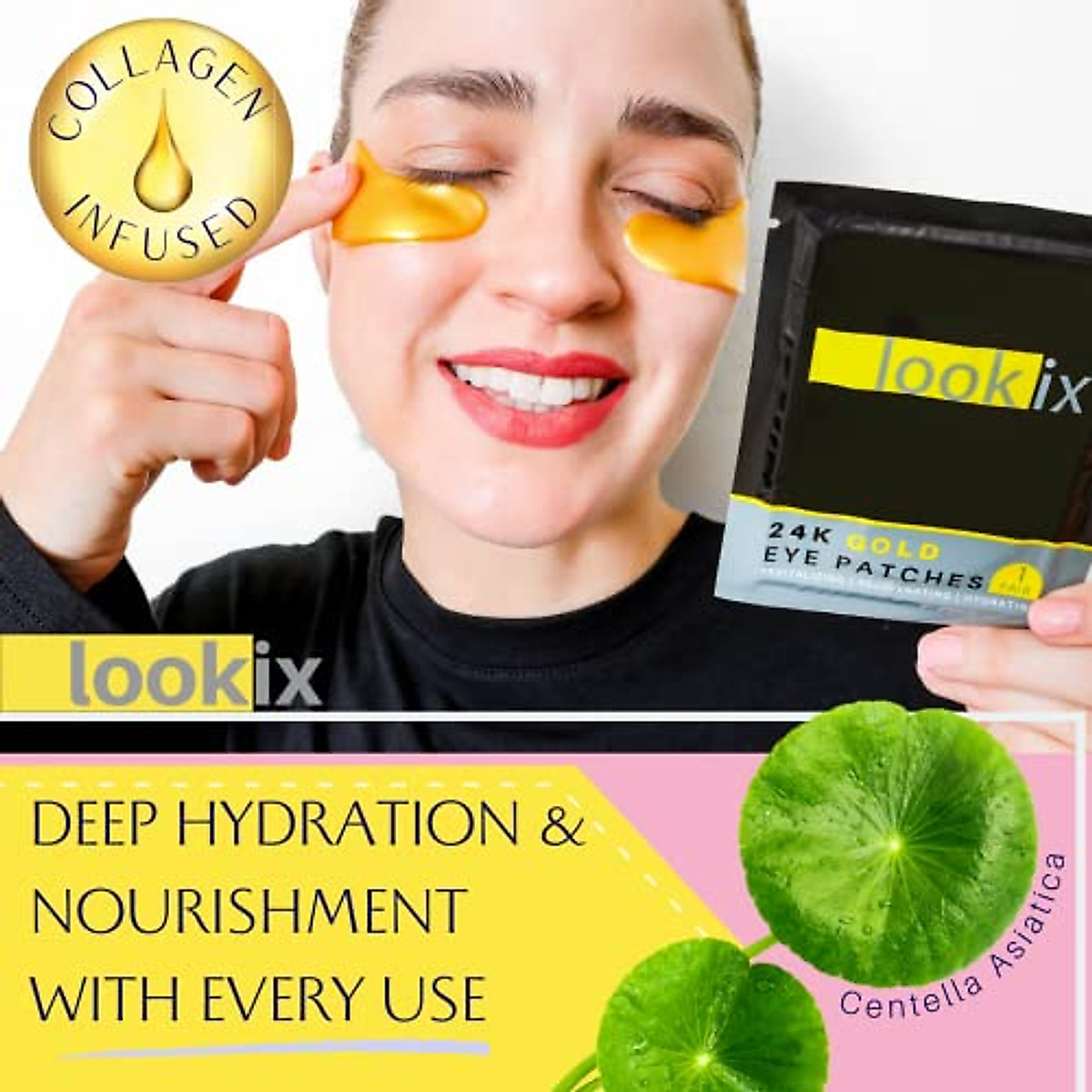 24K Gold Eye Patches for Puffy Eyes - Collagen Eye Masks for Dark Circles and Puffiness - Anti Aging Under Eye Mask Reduce Wrinkles, Puffy Eyes, Dark Circles, Eye Bags, Rejuvenating and Hydrating Under Eye Mask