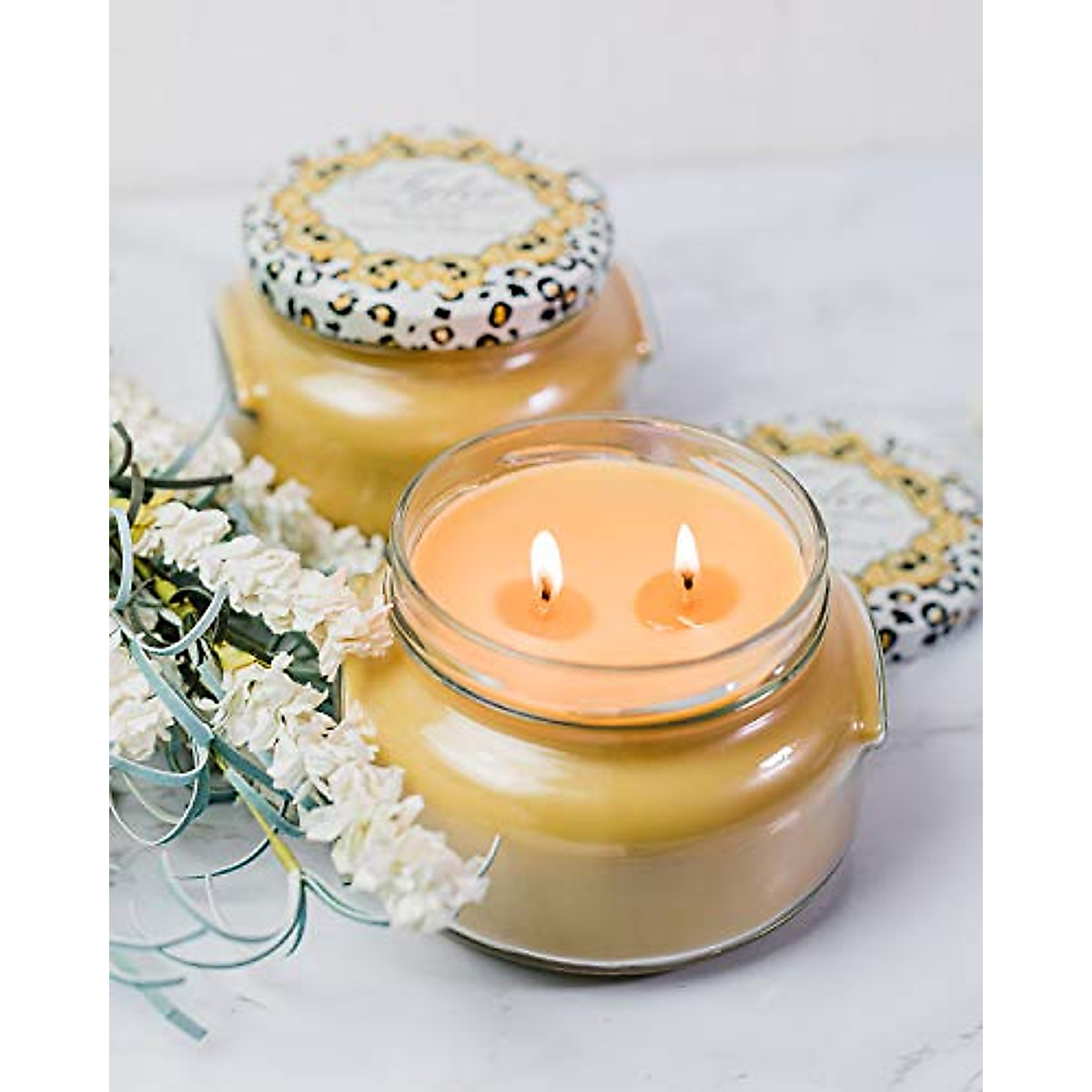 Tyler Candle Fleur de Lis 2-Pack | 22 oz. Glass Jar Scented Candles | Exotic Pomegranate Scents Double-Wick Candles for The Home | Gift Set Made in USA