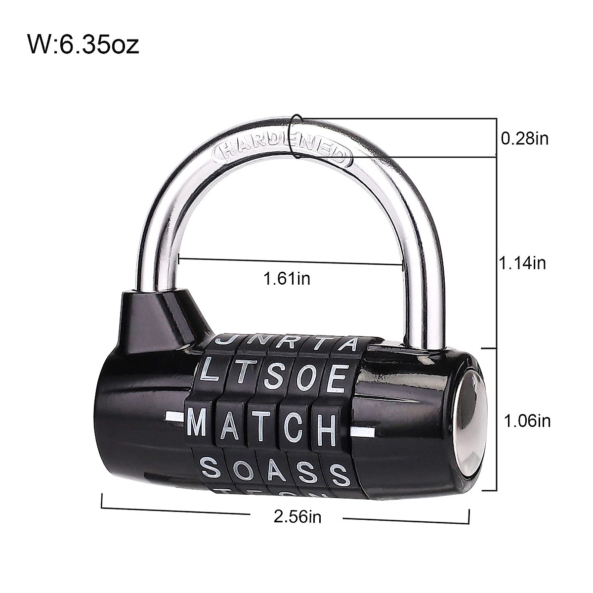 NBYT Combination Padlocks Portable Zinc Lock with Code and Letter/Word Combination Ideal for lockers, Gym, gate, Fence, Toolbox, case, hasp Storage and Outdoor use - 5-Letter Dial Lock.