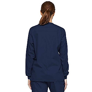 Dickies EDS Signature Scrubs for Women, Snap Front Scrub Jacket in Soft Brushed Poplin 86306, L, Navy