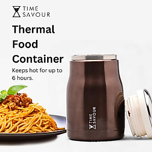 Time Savour 16oz Overnight Oats Containers with Lids for Overnight Oats, Smoothie, Yogurt, Pasta & Soup, Thermos Food Jar for Kids & Adults (Brown)