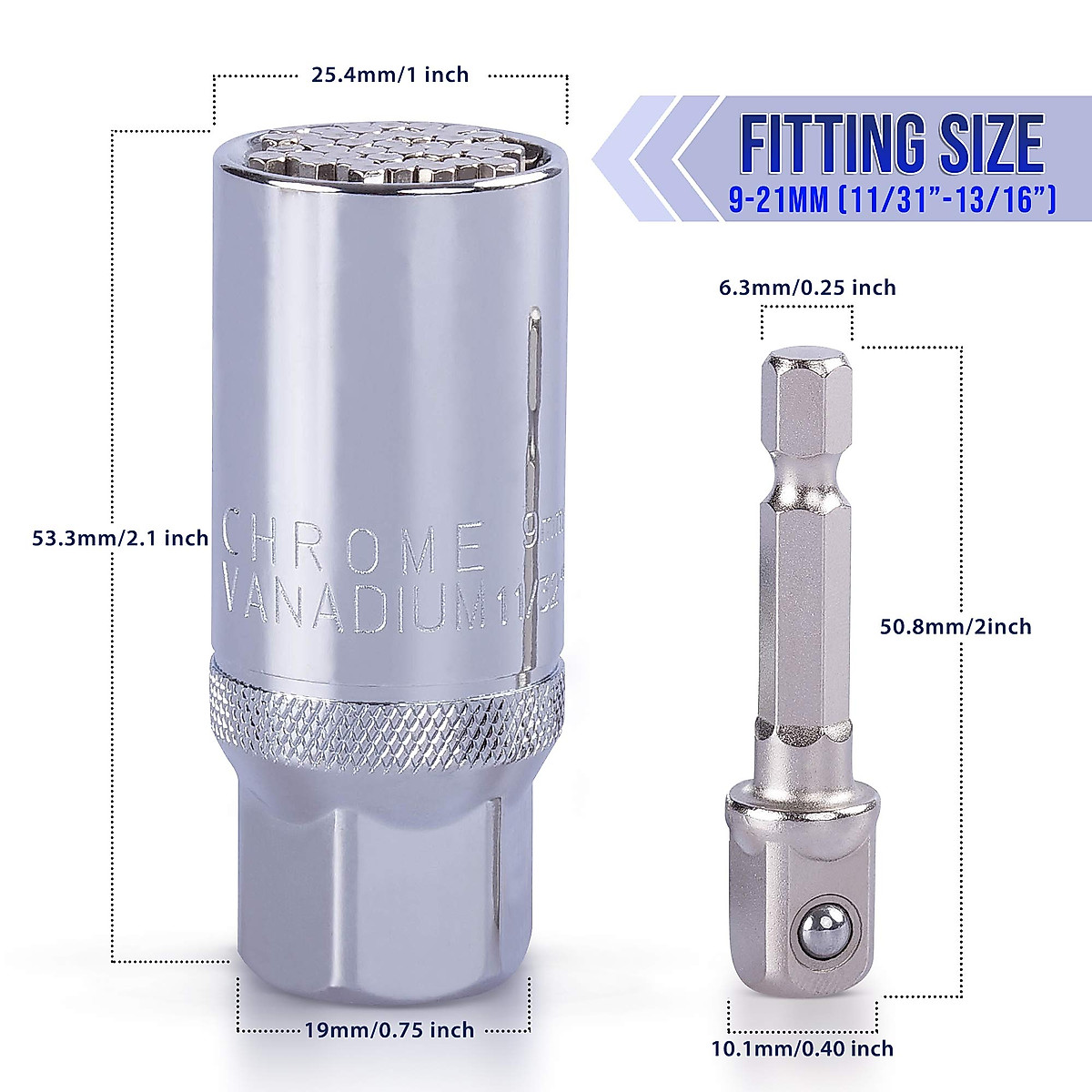Universal Socket Tool Redesigned with Stronger Hexagon Pins By Wrenchit: Endeavor Tool That Instantly Adjusts To All Shapes And Sizes Of Bolts, Screws, Hooks And Nuts, Great for Gifts! (9-21mm)